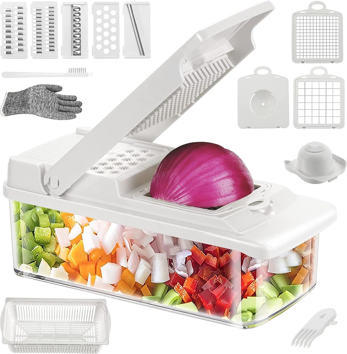 Trancheuse à légumes à pâtisserie, mandoline multifonction 15 en 1 ...