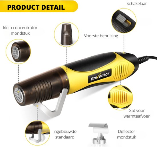 Mini heteluchtpistool - Verfafbrander 450W - Warmtepistool - Incl ...