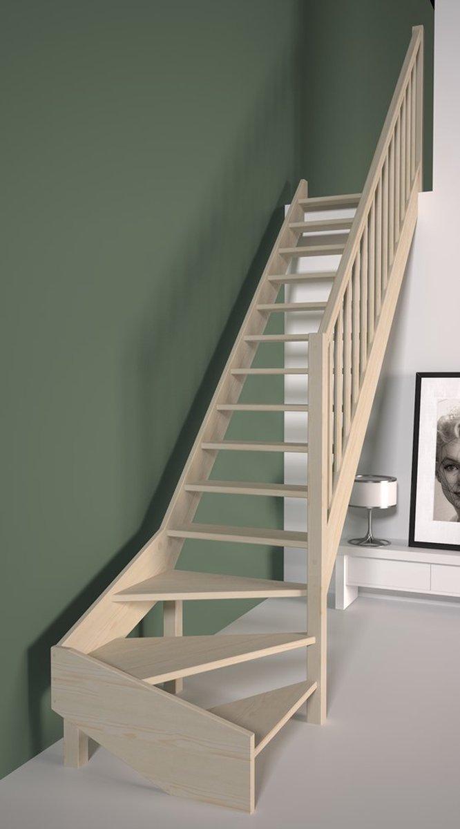 Escalier quart tournant en bois OLEA - - Quart tournant descendant ...