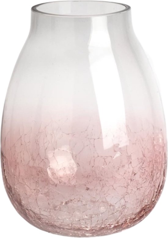 Vaas Banna 23 cm - roze - glas - vazen - glazen vaas - windlicht - decoratie vaas | bol