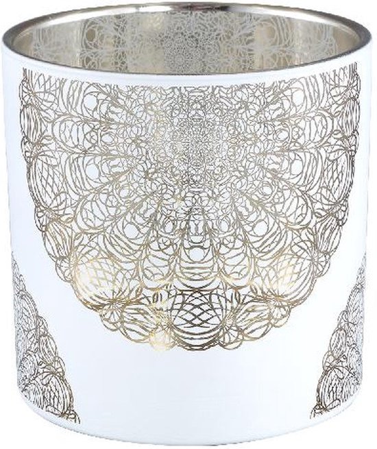 PTMD Lanterne Simella - 15x15x15 cm - Glas - Wit | bol.com