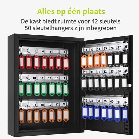 Sleutelkastje - Inclusief 50 sleutellabels, Voor binnen, Met 42 haken ...