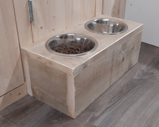 Houten honden voerbak en drinkbak “Dommel” - gebruikt steigerhout ...