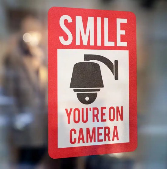Camera Sticker Smile You're On Camera Rood - Set van 2 Stickers ...