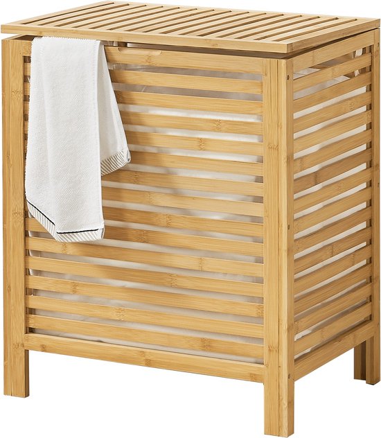 Bamboe Wasmand Jessica - Met Waszak en Deksel - 65 l - Bamboe en Katoen ...