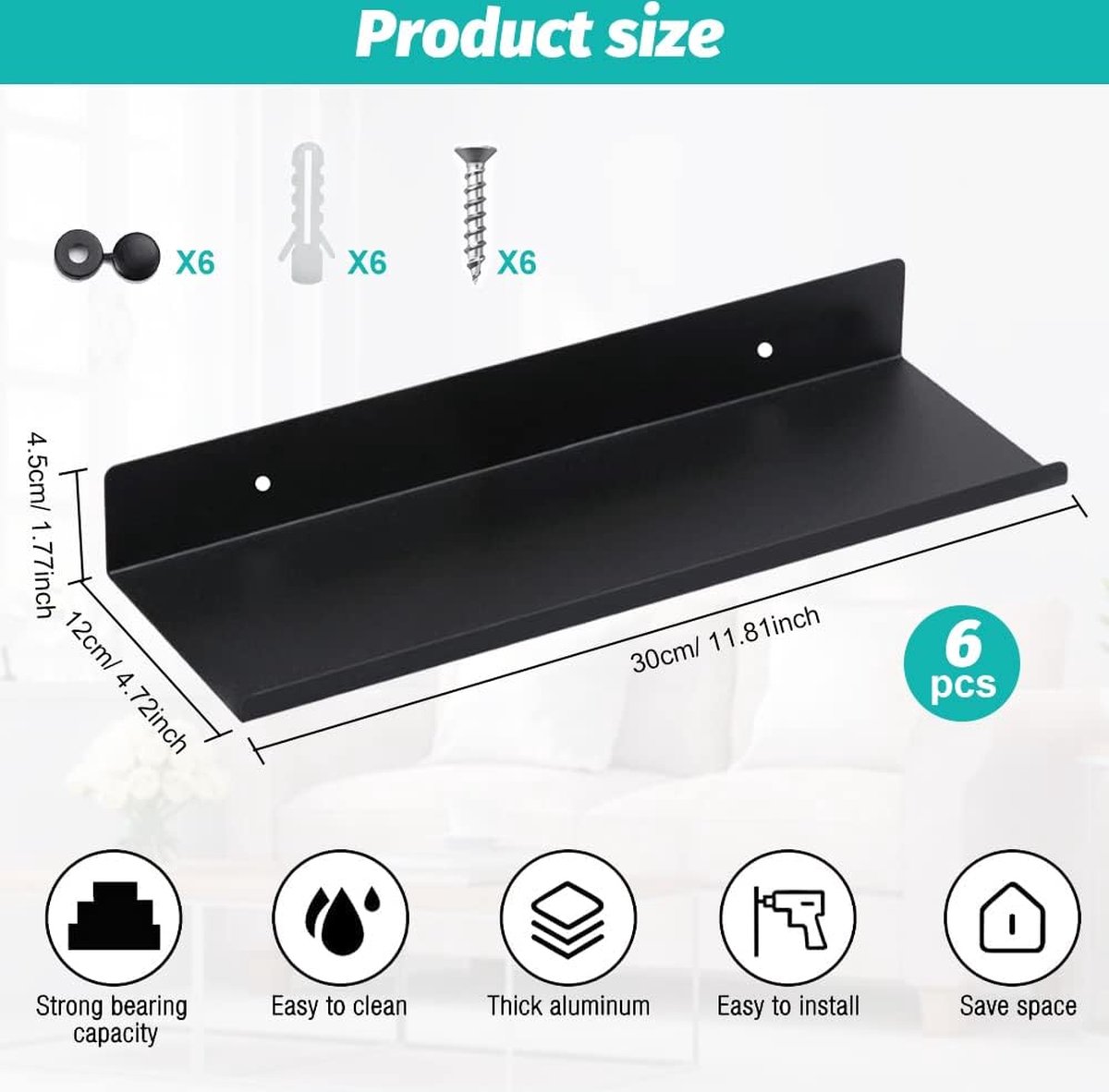 3 stuks wandplank zwart metaal zwevende plank wand 30 cm wandplank mat ...