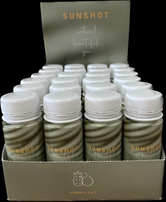 SUN SHOTS TOONBANK VERPAKKING. 24x 60 ml. Tan & Beauty drink | bol