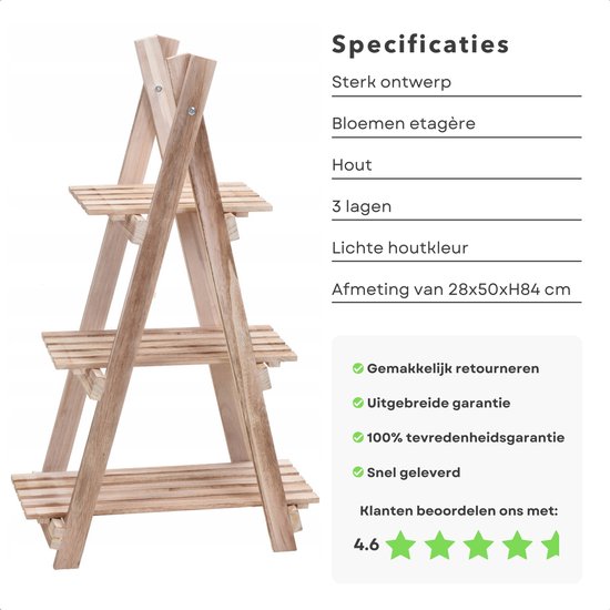 Cheqo® Bloemen Etagere - Plantenstandaard - Ladderkast - 3 lagen ...