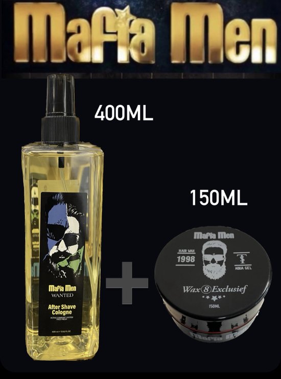 2 Pack- Mafia Men Aftershave Cologne Wanted 400ml - Mafia Men Haarwax 8 ...