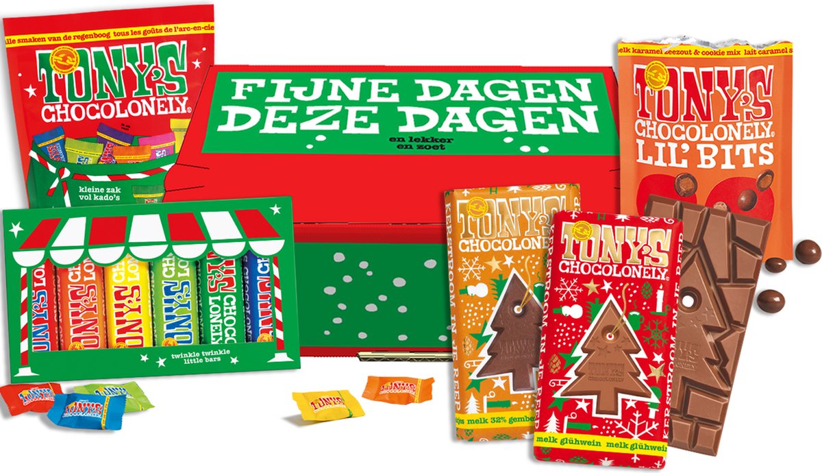 Tony's Chocolonely Feestdagen Chocolade Kerstpakket - Feest Pakket met ...
