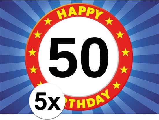 5x 50 jaar leeftijd stickers verkeersbord 7,5 x 10,5 cm - 50 jaar ...