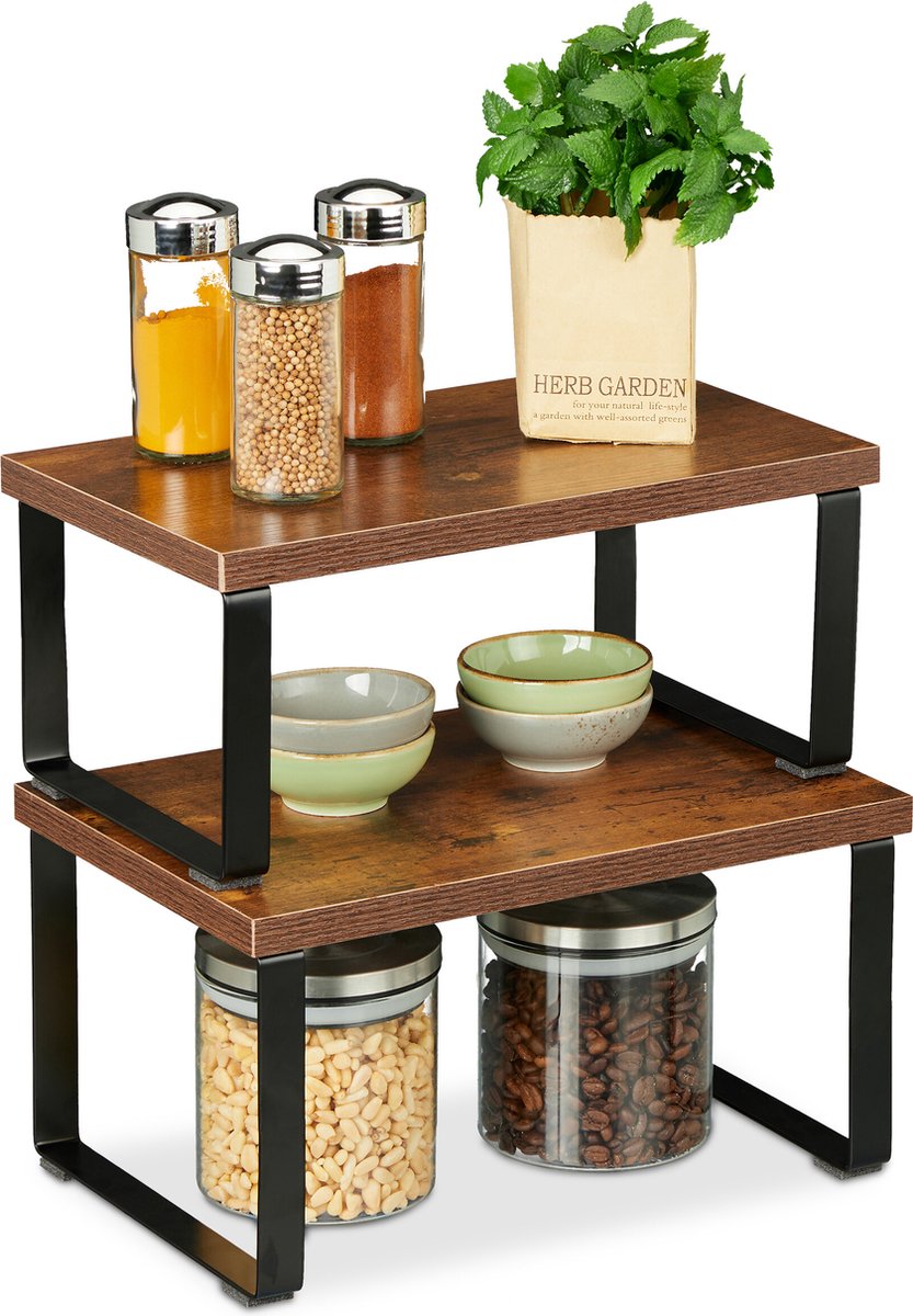 Relaxdays keukenrek aanrecht - 2-delige set - industrieel rekje ...
