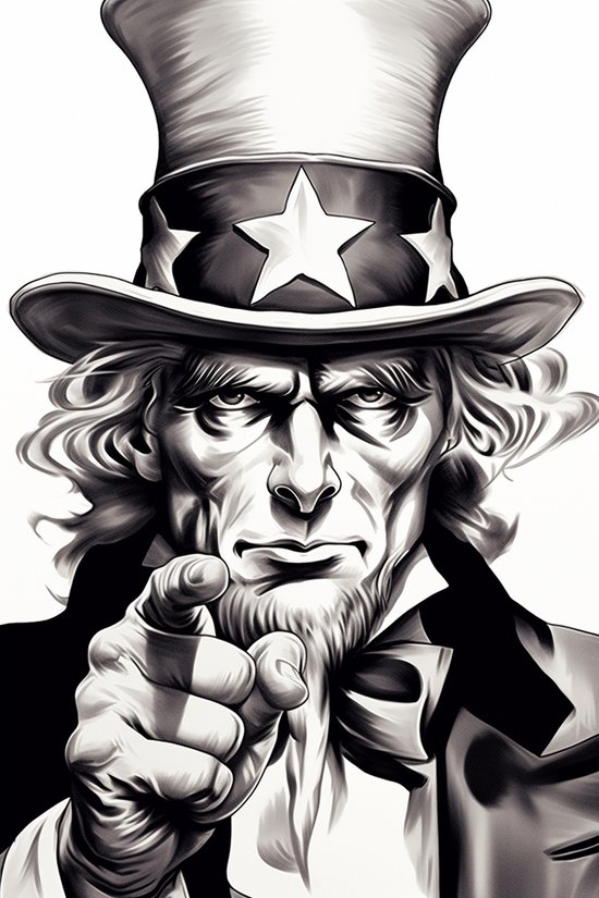 Uncle Sam Poster | Zwart Wit Poster | I Want You | Wanddecoratie ...