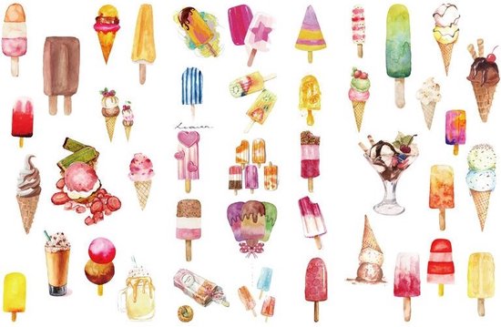 Stickerset IJsjes - 3 vellen - Sticker Ijsje | bol