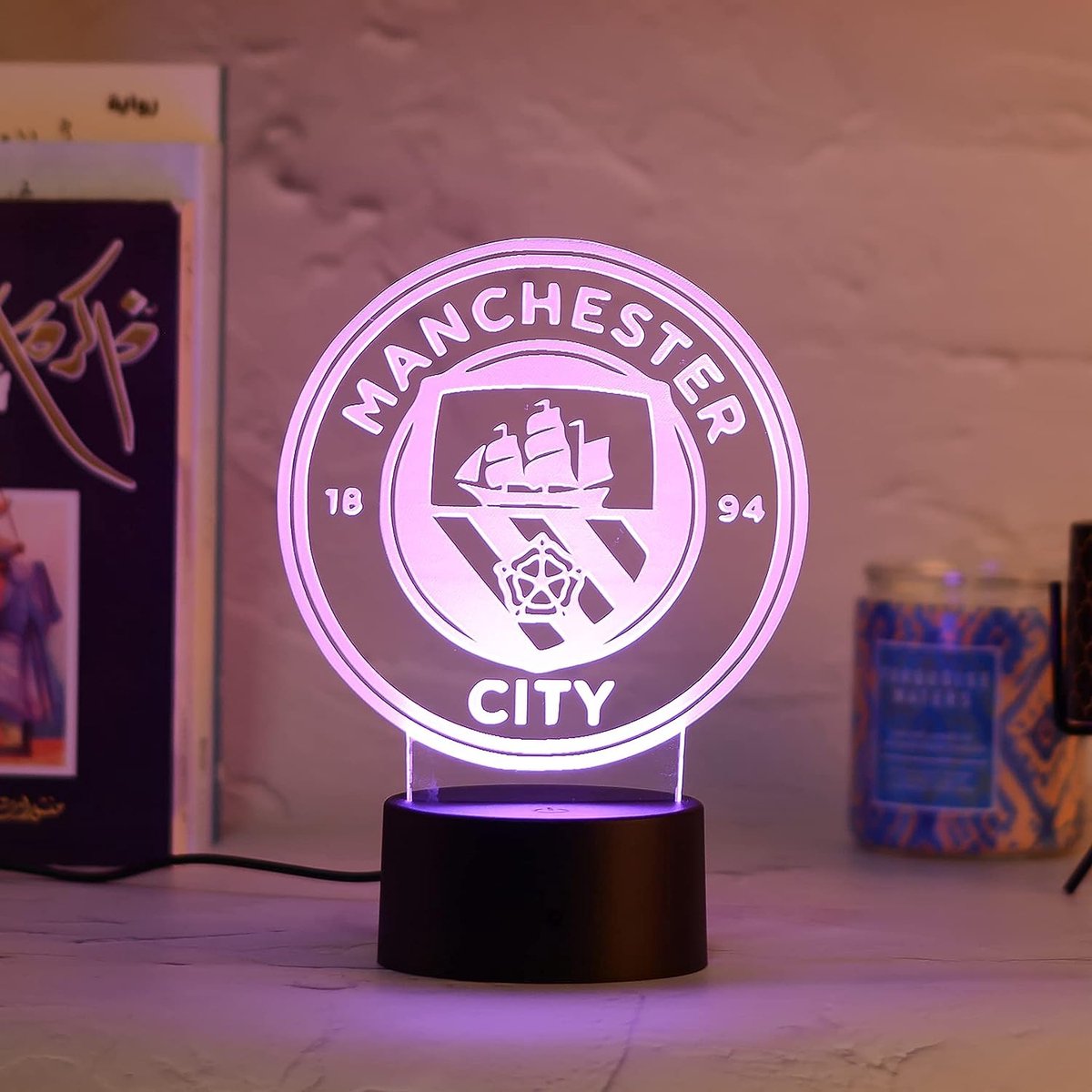 Lumi 3D Nachtlamp - 16 kleuren - Manchester City - Voetbal - LED ...