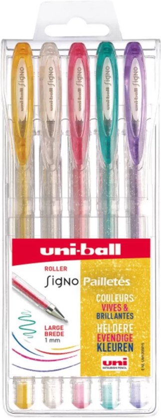 Uni Signo Gelpen Glitter 5 Set 1 mm | bol