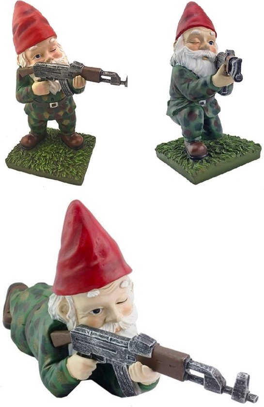 Grappige Tuinkabouters - Set van 3 bewakende kabouters voor binnen en ...