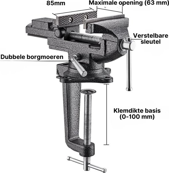 Bankschroef Met tafelklem - Bankschroef Draaibaar Complete Set ...