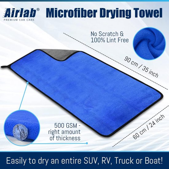 Set van 2 microvezeldoeken voor de auto, droogdoek, 90 x 60 cm ...