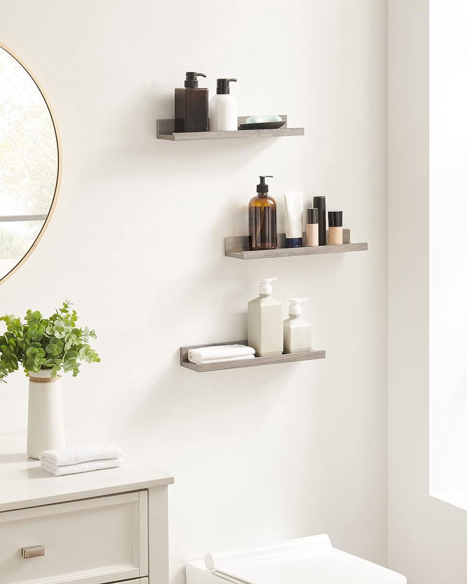 Wandplank, set van 3, zwevende plank, 38 cm breed, plank voor fotolijstjes en... | bol.com