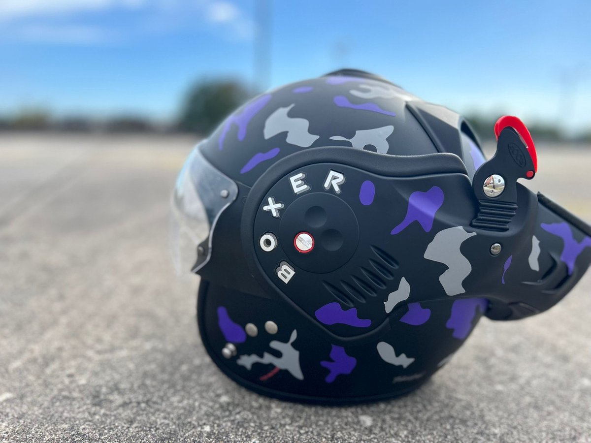 Helmstickers - Shark helm - Boxer helm - Camo - Grijs & Paars - Piaggio ...