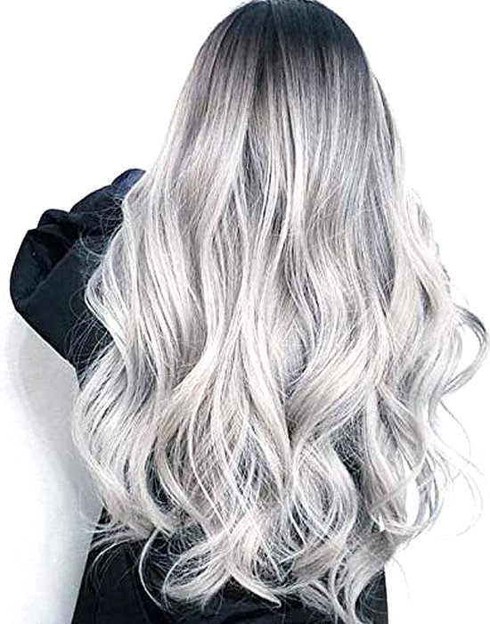 Elysium - Pruiken Dames - Pruiken Dames Lang Haar - Pruik Grijs - 70 cm ...