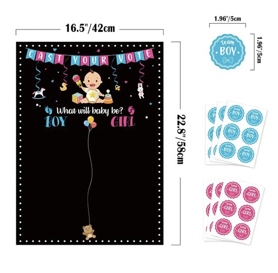 Gender Reveal Versiering Stembord Beer - 36 delig - Boy or A Girl ...