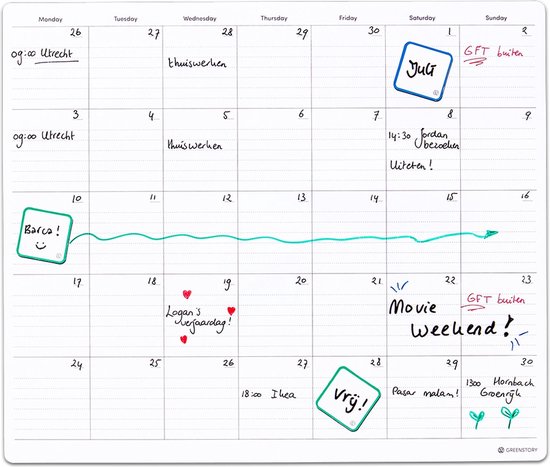 GreenStory - Sticky Whiteboard - Maandplanner Groot | bol.com