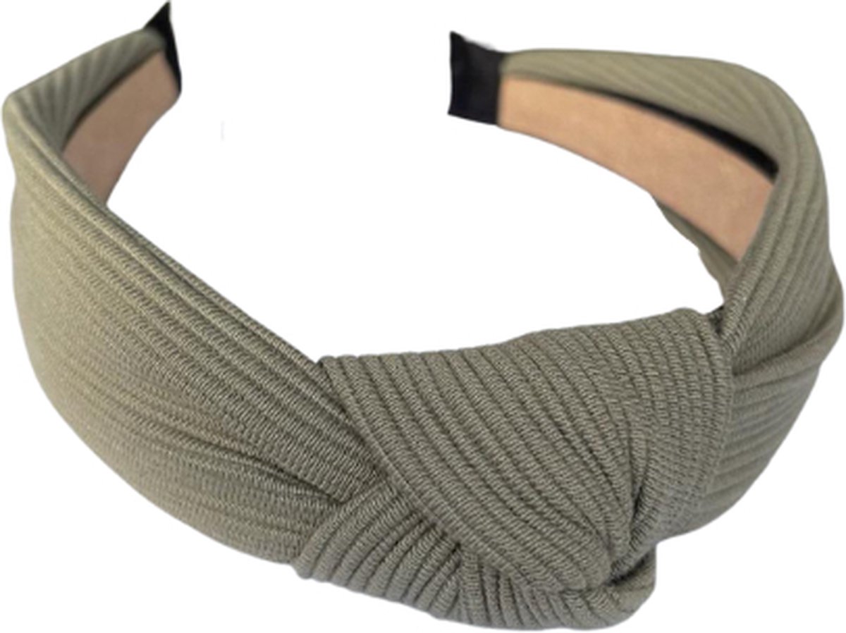 Haarband - Diadeem - Olijf kleur - effen - ribstof - Handmade ...