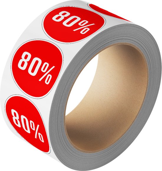 Korting sticker 80% op rol 40 mm - 580 per rol | bol