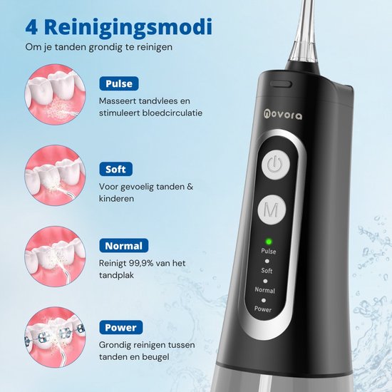 Novora Waterflosser - Monddouche - Draadloos & oplaadbaar - Elektrische ...