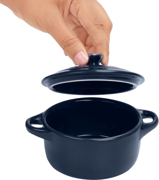 Mini-Keramische Stoofpot Oven Veilige Pannetjes met Deksel (4 Pak ...