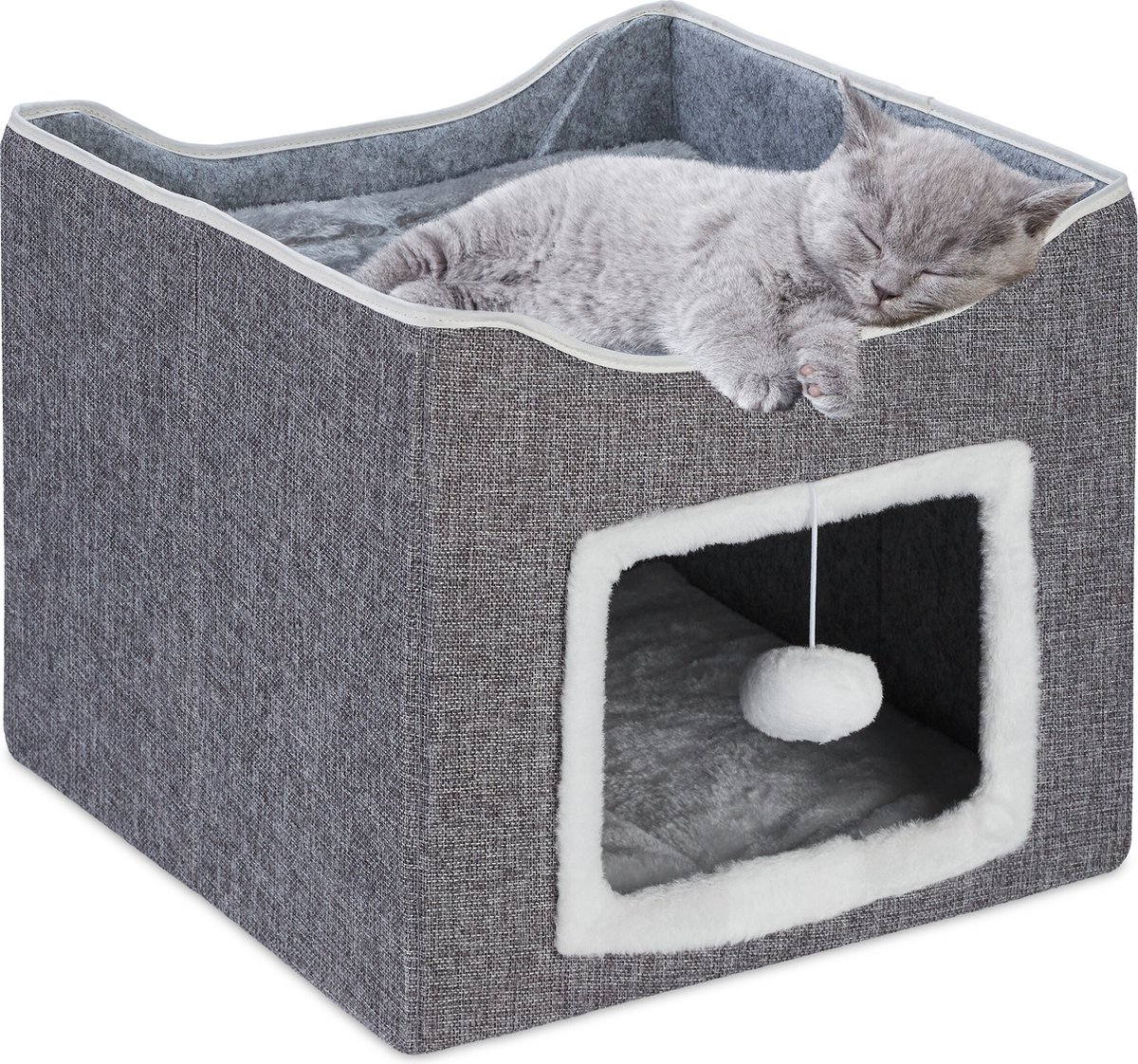 Relaxdays kattenmand opvouwbaar - kattenhuis binnen - zachte poezenmand ...