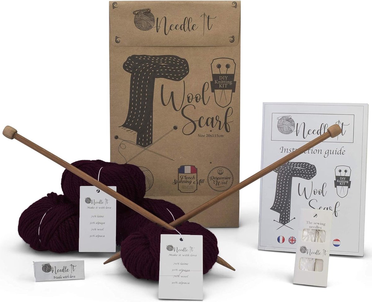 Kit tricot débutant Complet avec laine et aiguilles - Pour tricoter ...