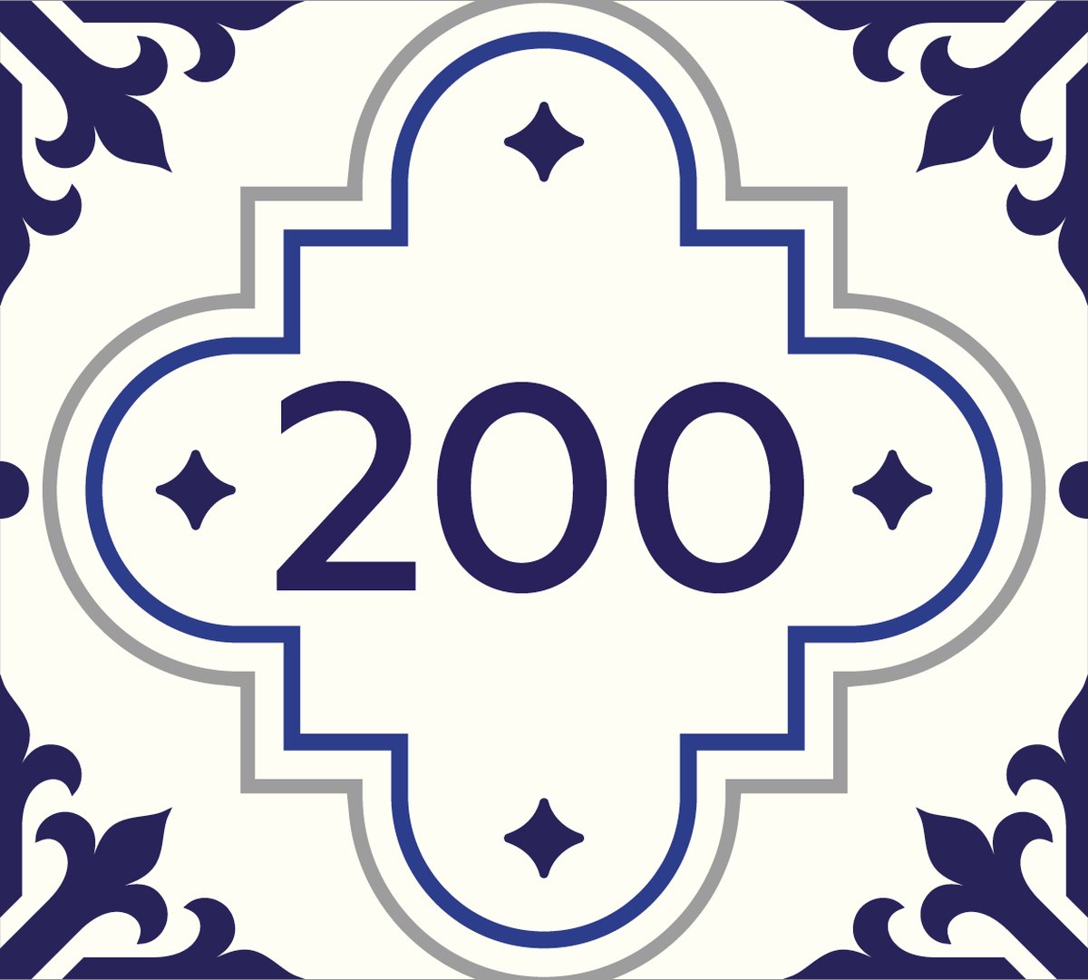 Huisnummerbord nummer 200 | Huisnummer 200 |Delfts blauw ...