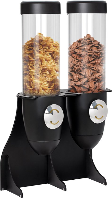 Muesli & Cornflakes dispenser - Dubbel - Ø 115mm - Zwart - Draaibare ...