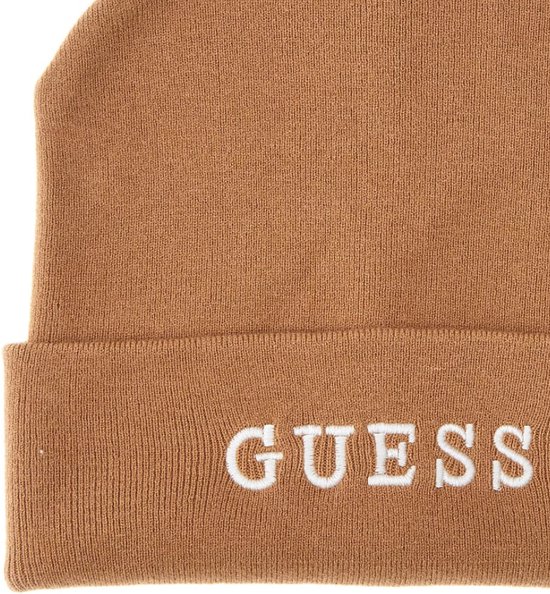 Guess Beanie Dames Muts - Coffee Cream - Maat L | bol