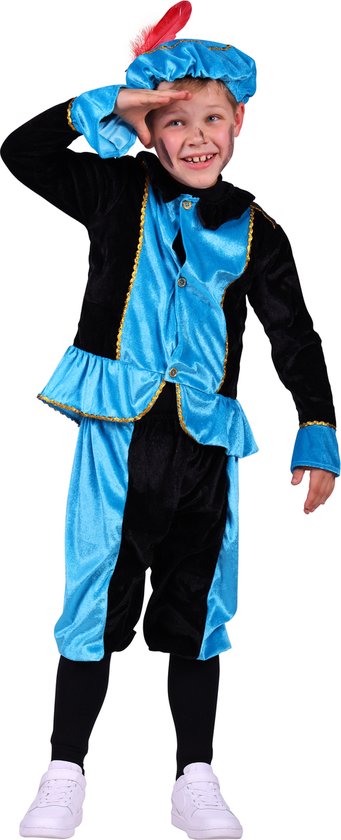 Kinder Pietenkostuum Santander turquoise-zwart - Maat 140/152 - Piet ...