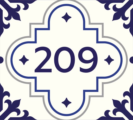 Huisnummerbord nummer 209 | Huisnummer 209 |Delfts blauw ...