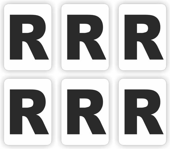 Plakletter R, set 6 stickers | bol