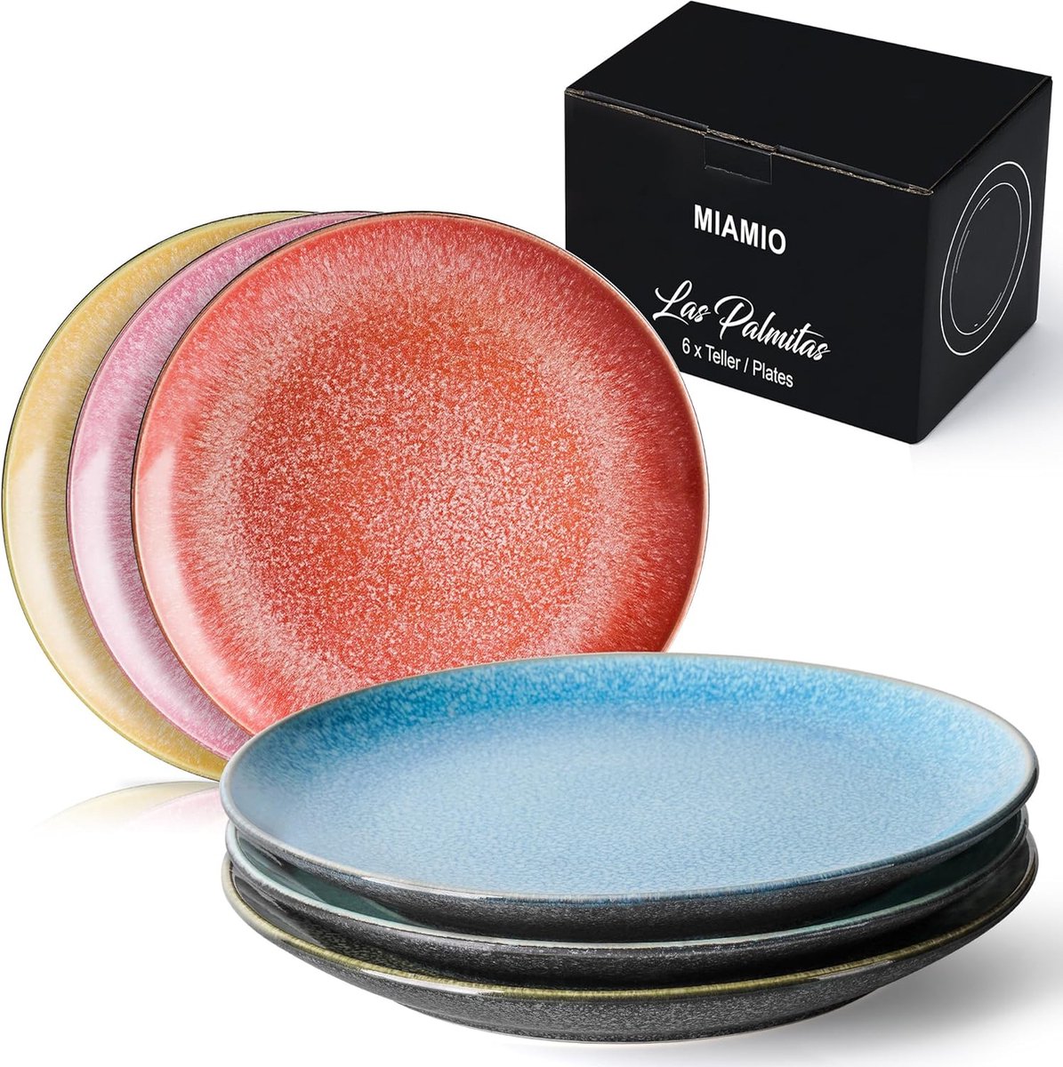 Set van 6 dinerborden, keramische borden, keukenborden, bordensets ...