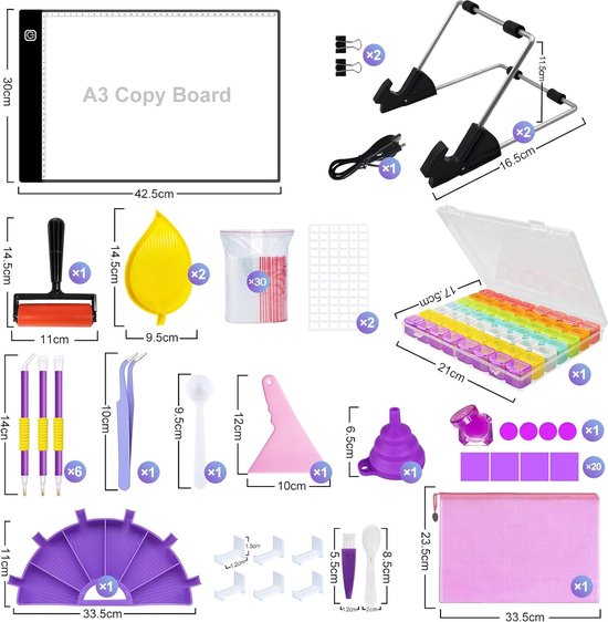 A3 Diamond Painting ledlicht, instelbare helderheid, diamantschilderij ...