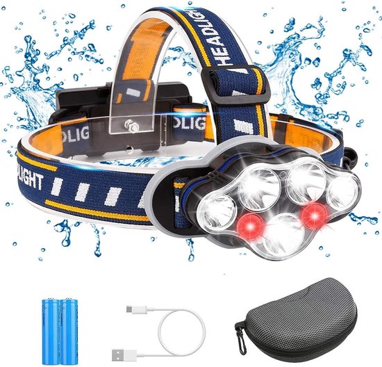 Yiyicas 7 led-hoofdlampen met batterijen, waterdichte hoofdlamp, USB ...