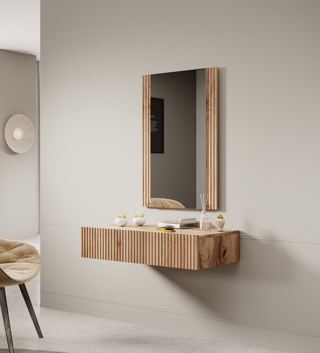 Meubella - Kaptafel Vintar - Eiken - 80 cm | bol.com