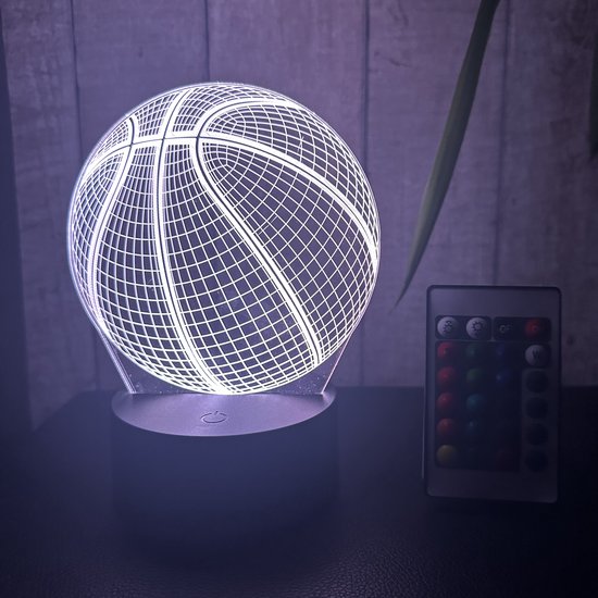 Klarigo Nachtlamp - 3D LED lamp basketbal - 16 kleuren - Met ...