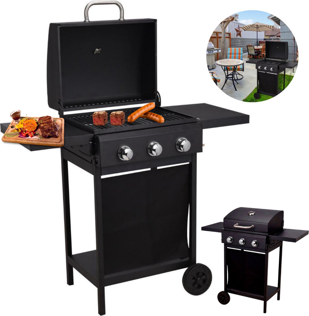 Cheqo® Gas Barbecue met Branders - BQQ - 106 x 53 x H102 cm ...