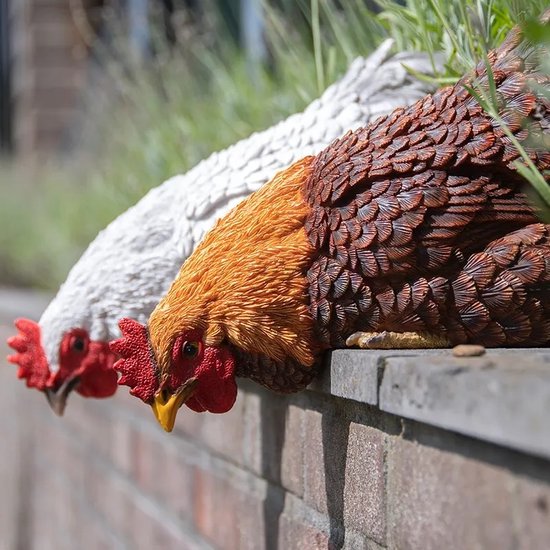 Vensterbank Kip Wit - Woondecoratie - Beeld van Kip voor op een Muur of ...