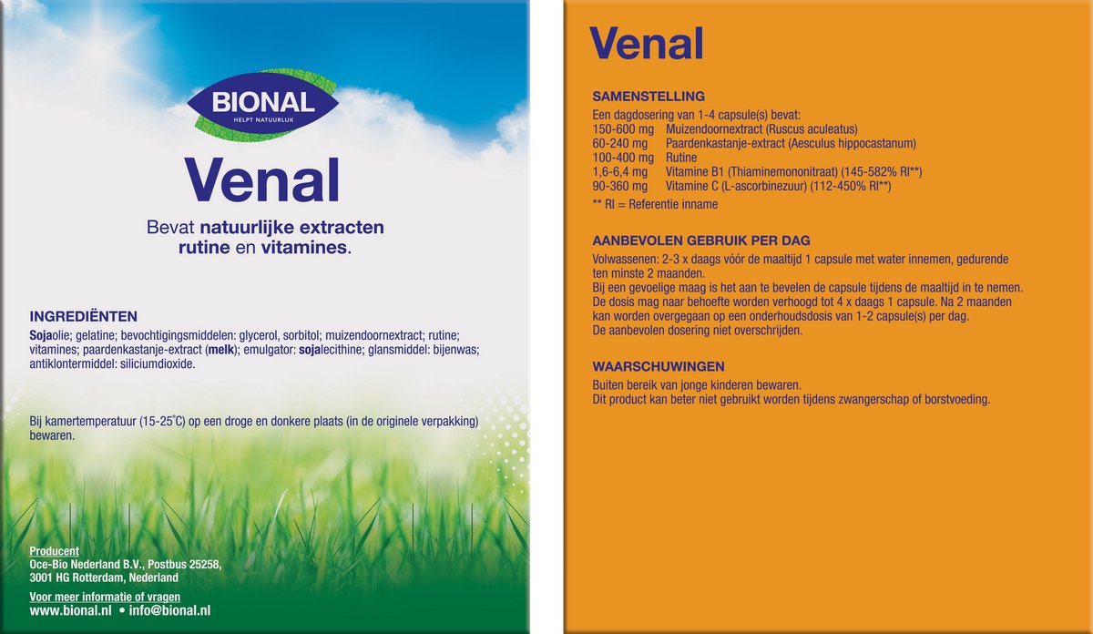 Bional Venal - Supplement - Bij vermoeide benen - Voedingssupplement ...