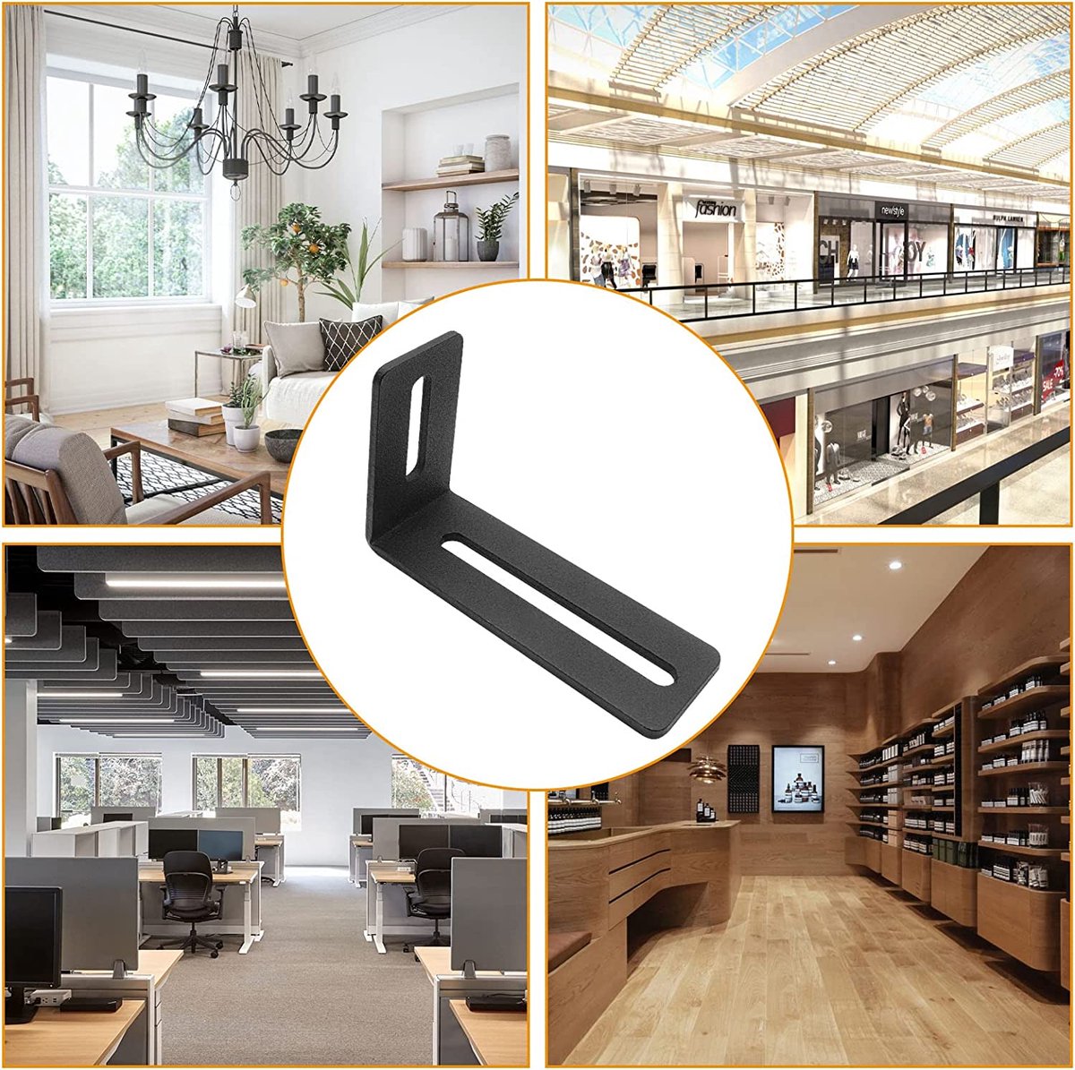 10 STKS zwart verstelbare L-vormige hoeksteun met sleuf, 3 mm dikte ...