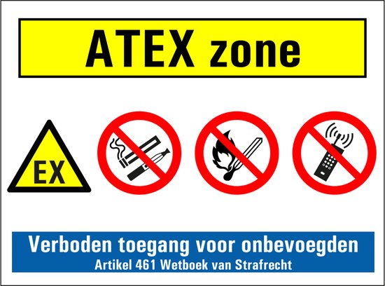 ATEX zone ontploffingsgevaar opslag sticker 200 x 150 mm | bol